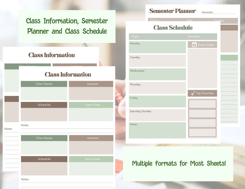 Printable Student Study Planner Sheets Bundle | Daily Weekly Monthly ...
