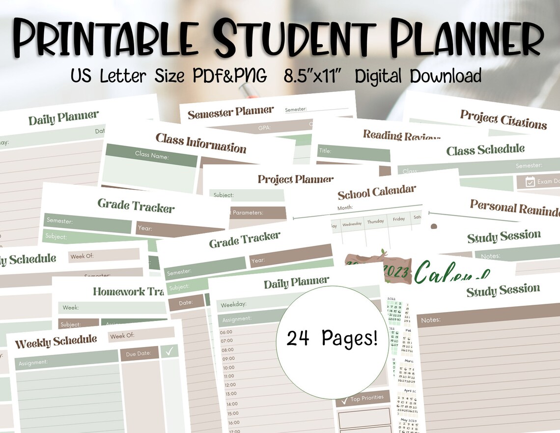 Printable Student Study Planner Sheets Bundle Daily Weekly - Etsy