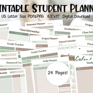 Printable Student Study Planner Sheets Bundle | Daily Weekly Monthly ...