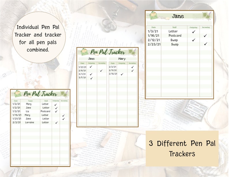 Pen Pal Printable Bundle Tracker Addresses Sheets Bundle Pen Pal ...