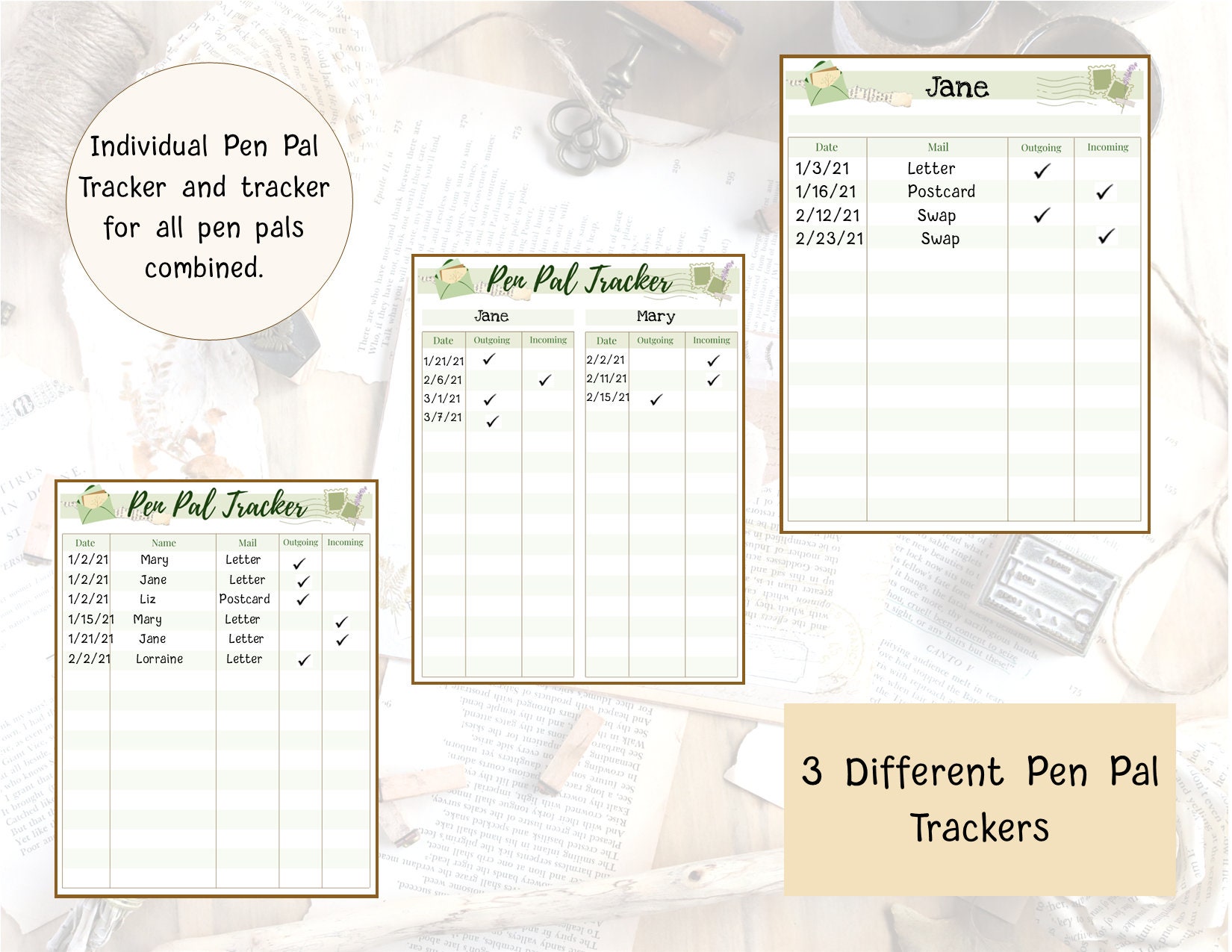 Pen Pal Printable Bundle Tracker Addresses Sheets Bundle Pen Pal ...
