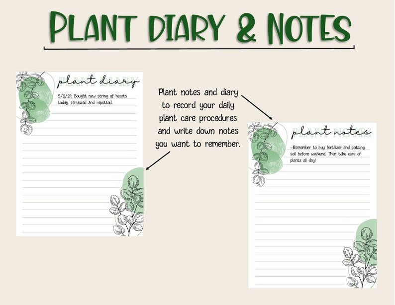 Plant Care Guides White | Plant Tracker Diary Wish List Indoor Plant ...