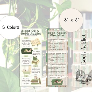 Book Addict Bookmarks Bookaholic Book Worm Bookmark Checklist - Etsy
