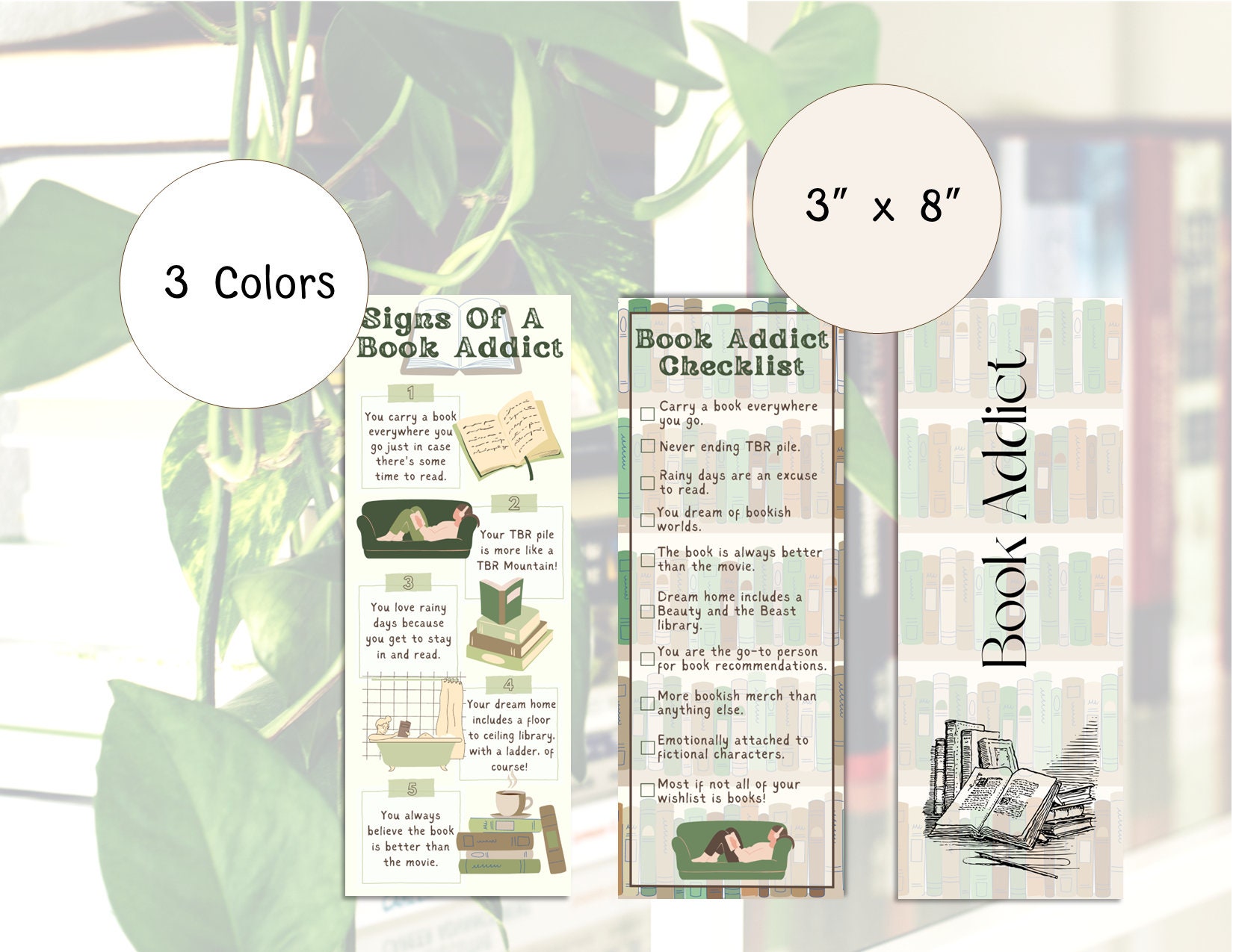 Book Addict Bookmarks Bookaholic Book Worm Bookmark Checklist Library ...