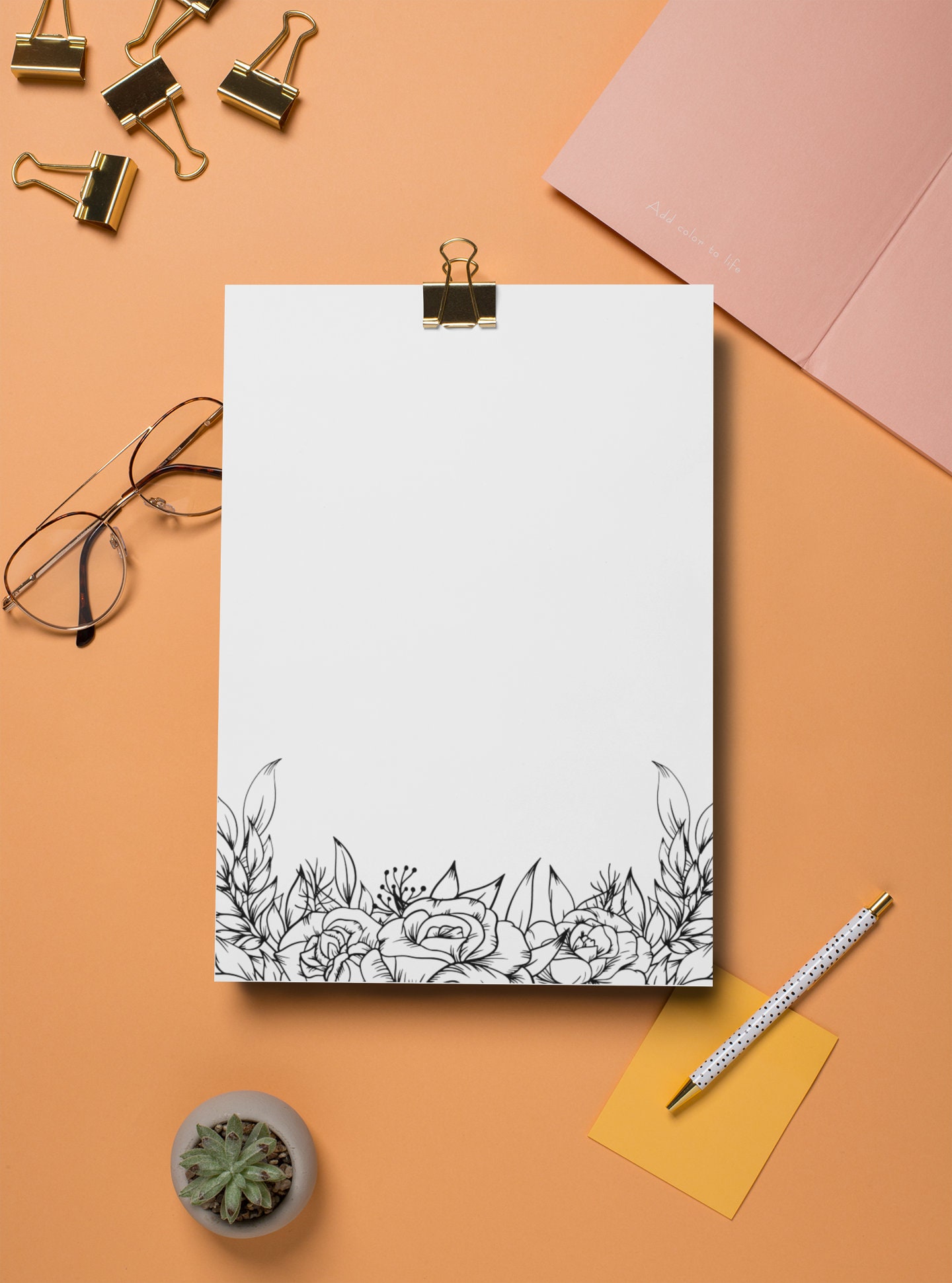 Printable Rose Stationery Wildflowers Letter Paper Floral Stationery ...