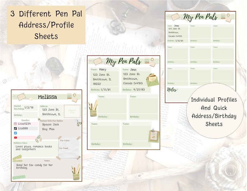 Pen Pal Printable Bundle Tracker Addresses Sheets Bundle Pen Pal ...