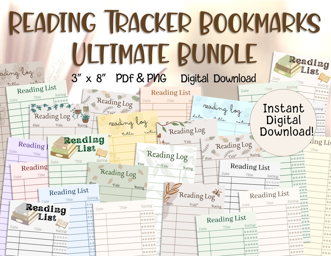Ultimate Bundle Reading Log Bookmark | Reading List Bookmark Book Club ...