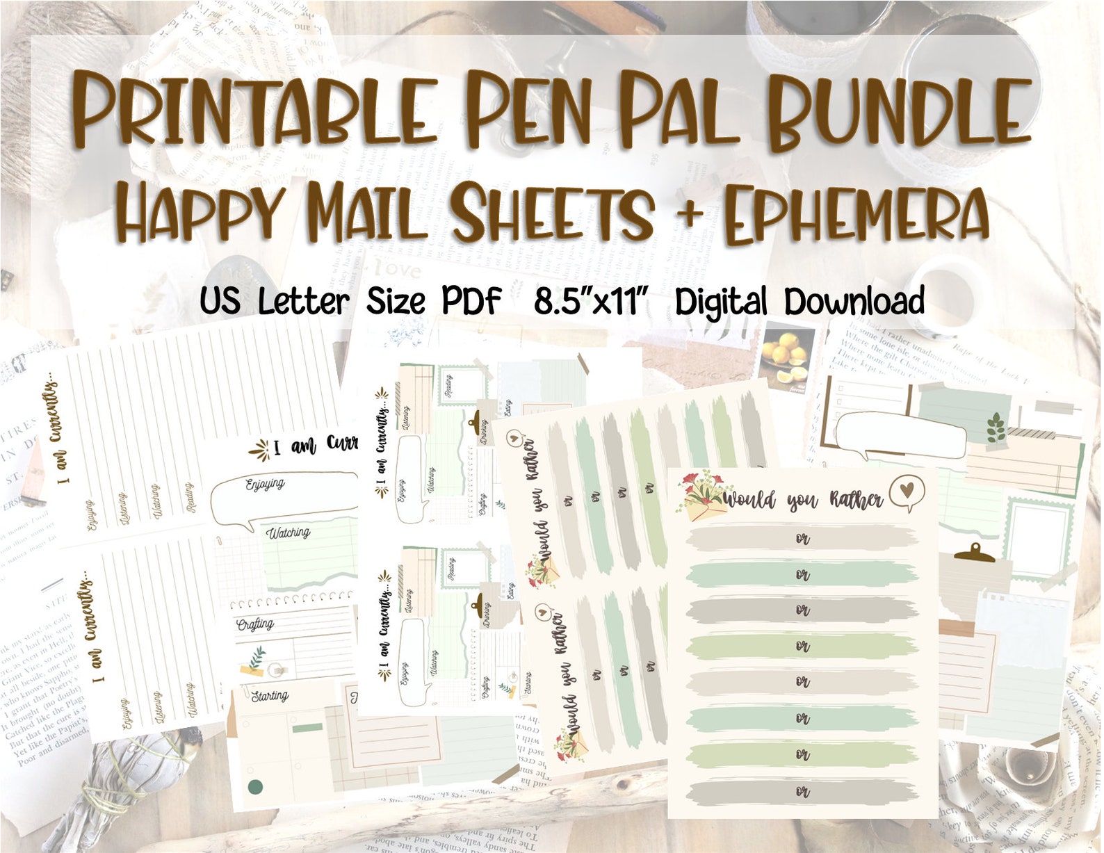 Pen Pal Printable Bundle | I Am Currently Would You Rather Pen Pal ...