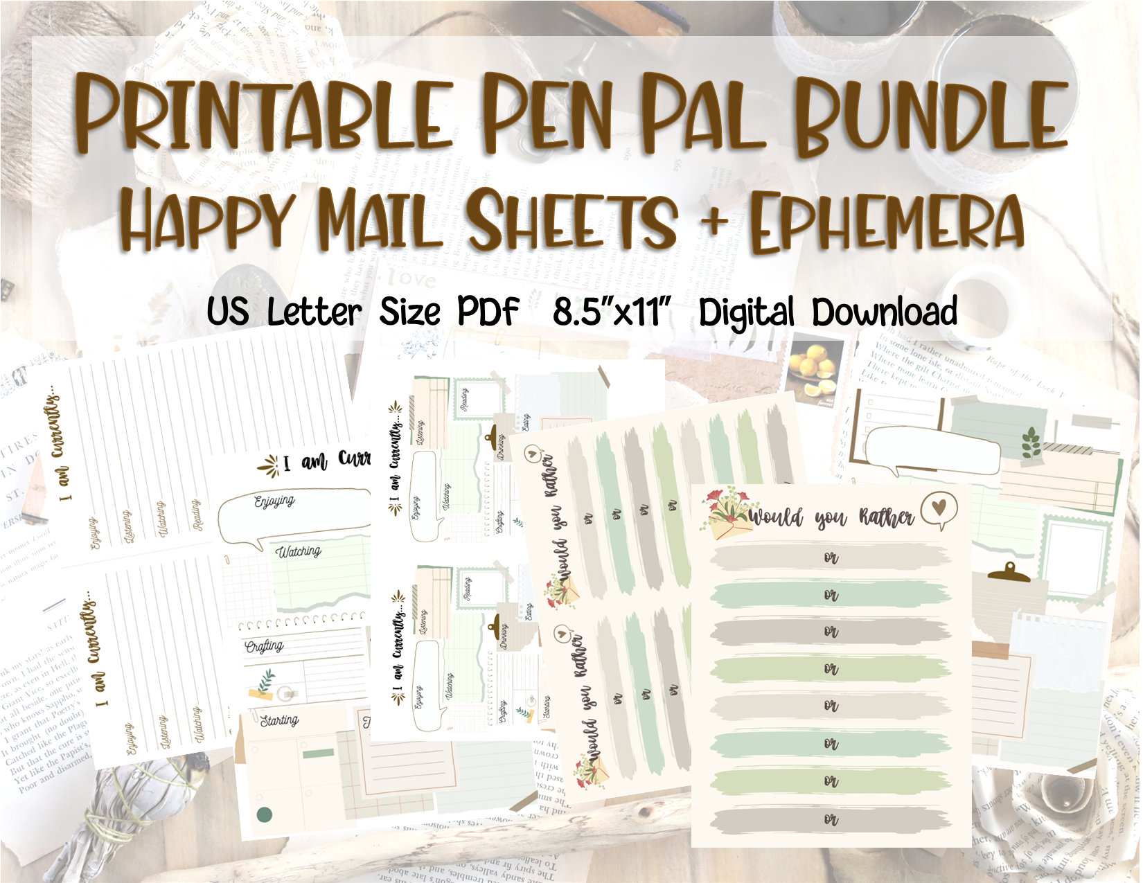 Pen Pal Printable Bundle I Am Currently Would You Rather Pen Pal ...