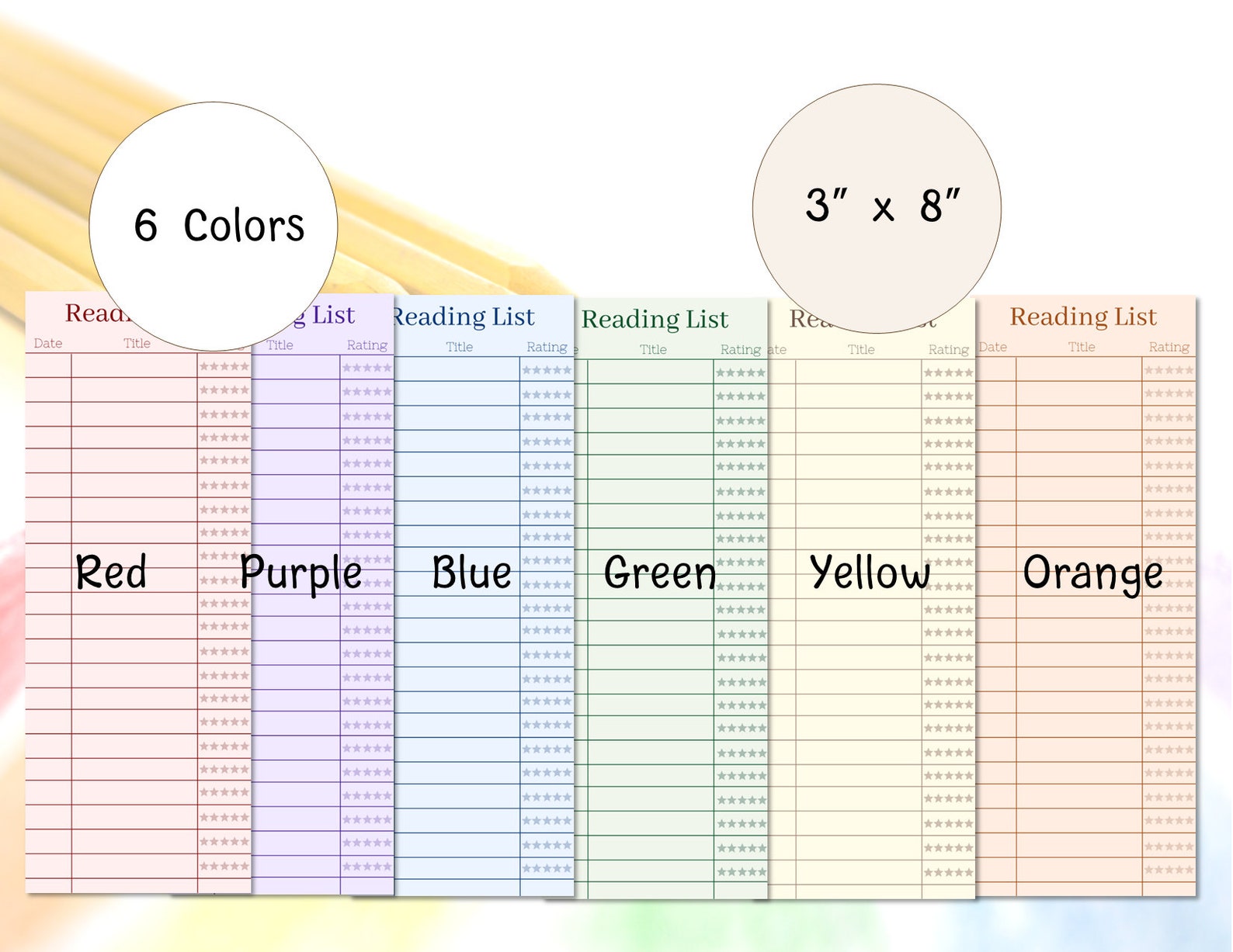 Reading Log Bookmark | Rainbow Colorful Bookmarks Book Club Bookmark ...