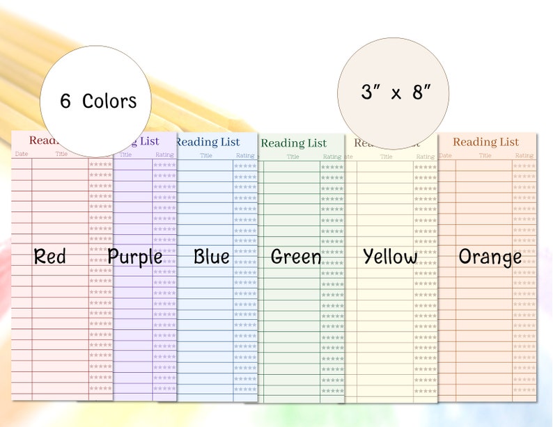 Reading Log Bookmark Rainbow Colorful Bookmarks Book Club - Etsy