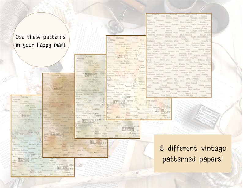 Pen Pal Printable Bundle | Ephemera Washi Tape Samples Bundle Vintage ...