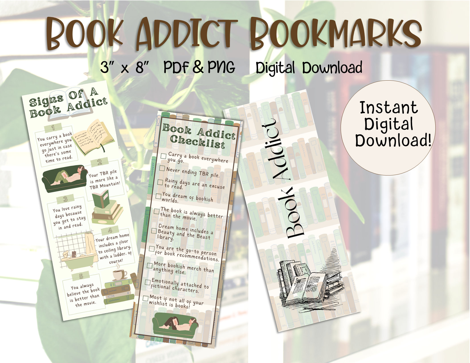 Book Addict Bookmarks Bookaholic Book Worm Bookmark Checklist Library ...