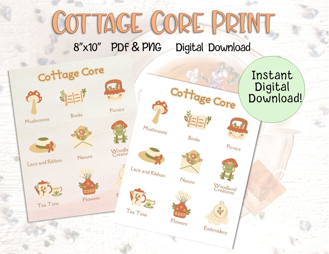 Printable Cottagecore Wall Art | Cottage Core Print Floral Wall Art ...