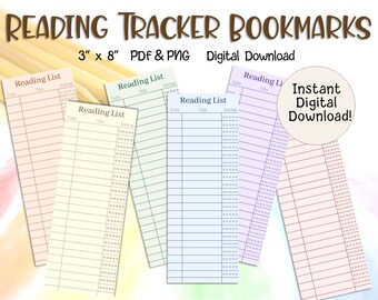 Reading Log Bookmark Library Card Reading Tracker Book Club Bookmark ...