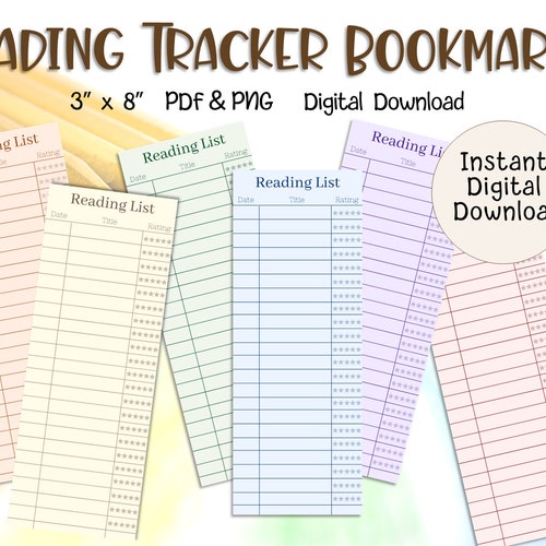 Digital Printable Bookmark Library Card Reading List Keep - Etsy
