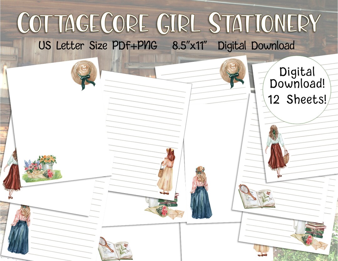 Cottage Core Girl Stationery Bundle Cottagecore Letter Writing Floral ...