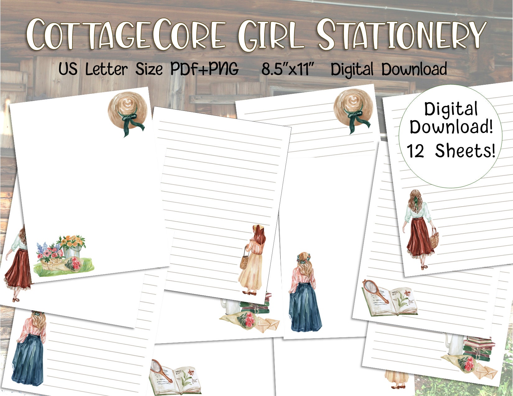 Cottage Core Girl Stationery Bundle Cottagecore Letter Writing Floral ...
