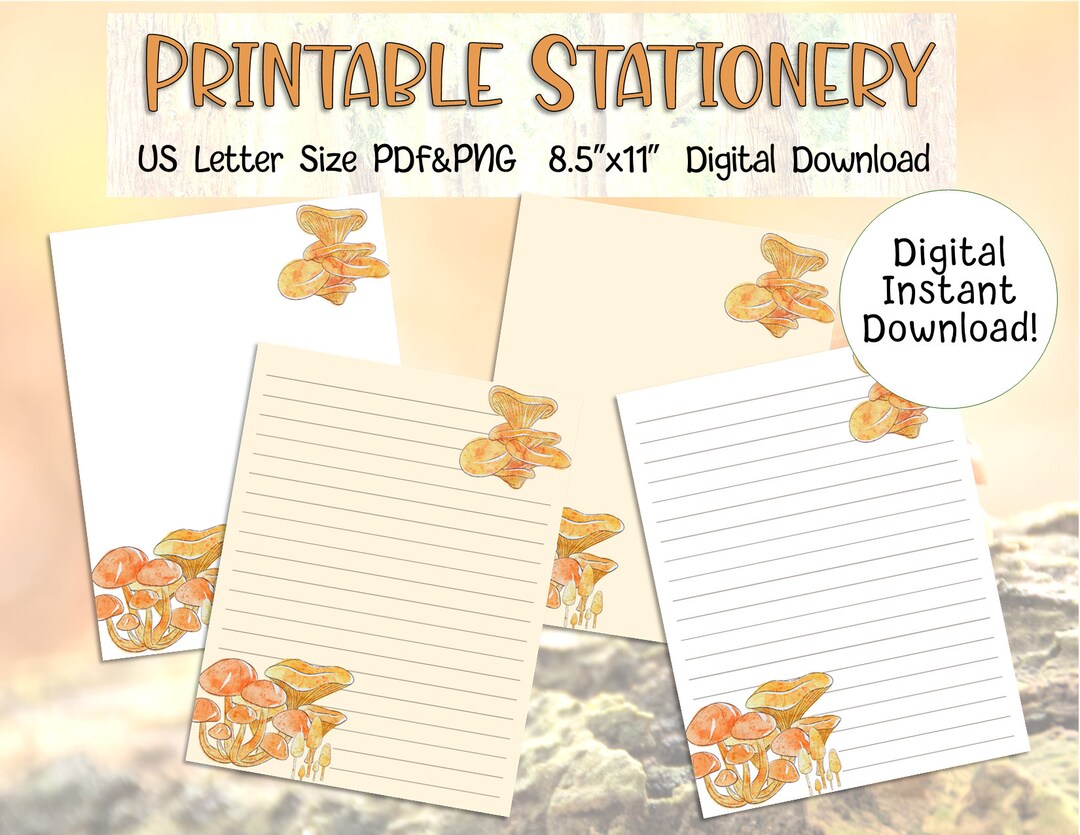 Printable Stationery | Mushroom Cottagecore Gift Paper Letter Writing ...