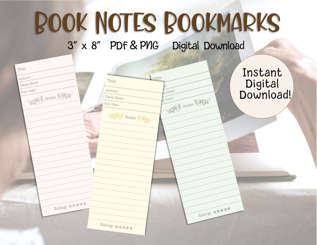 Book Notes Bookmark | Library Card Reading Notes Book Club Bookmark ...