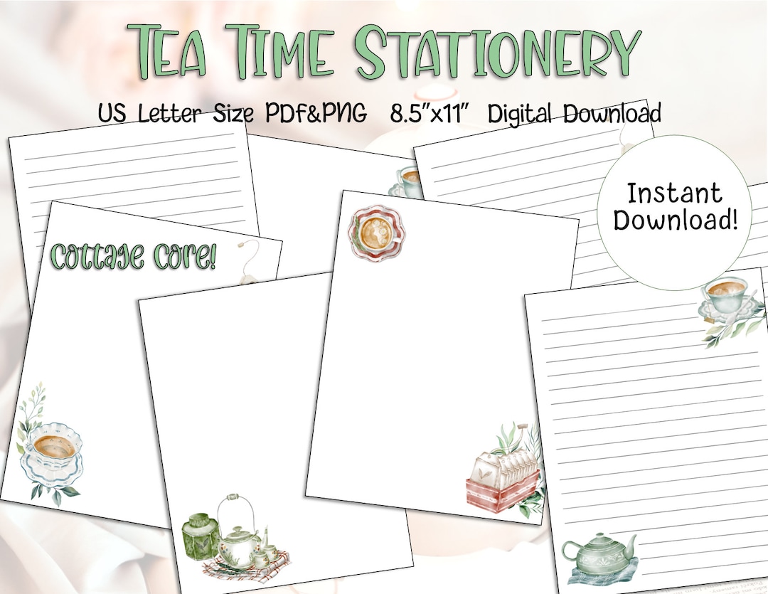 Printable Tea Time Stationery | Cottagecore Letter Paper Floral ...