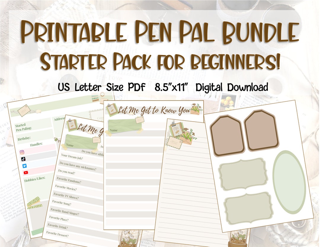 Pen Pal Printable Bundle | Stationery Kit Bundle First Pen Pal Starter ...
