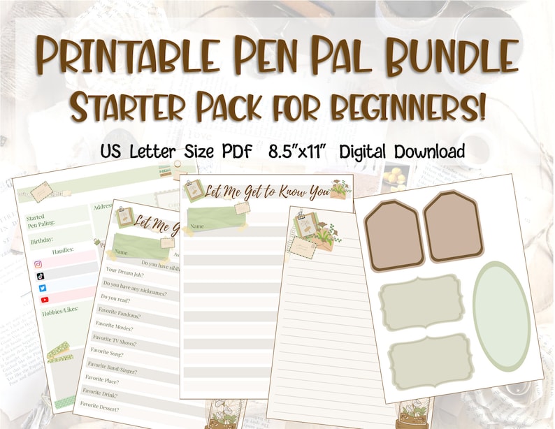 Pen Pal Printable Bundle | Stationery Kit Bundle First Pen Pal Starter ...