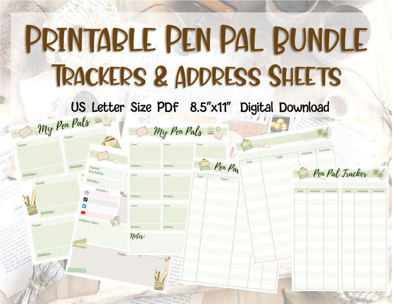 Pen Pal Printable Bundle | Tracker Addresses Sheets Bundle Pen Pal ...