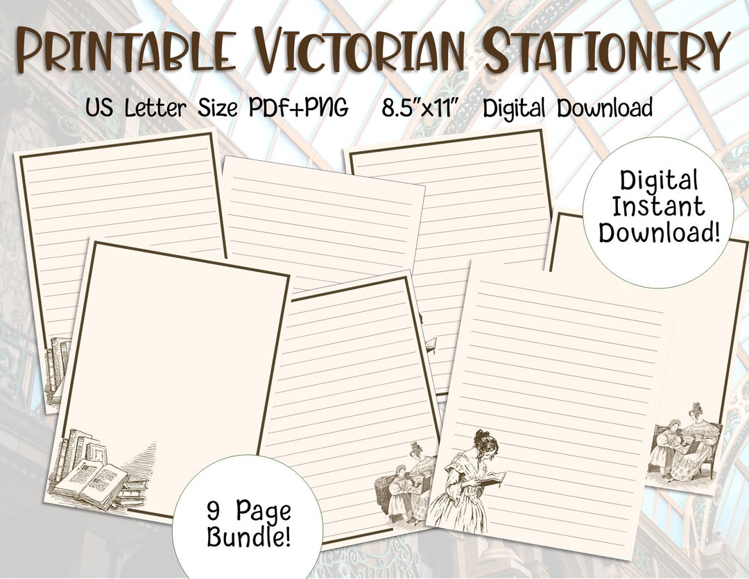 Printable Victorian Bookish Stationery | Jane Austen Letter Writing ...