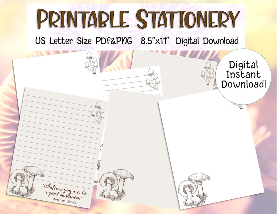 Printable Stationery | Mushroom Cottagecore Paper Fairycore Letter ...