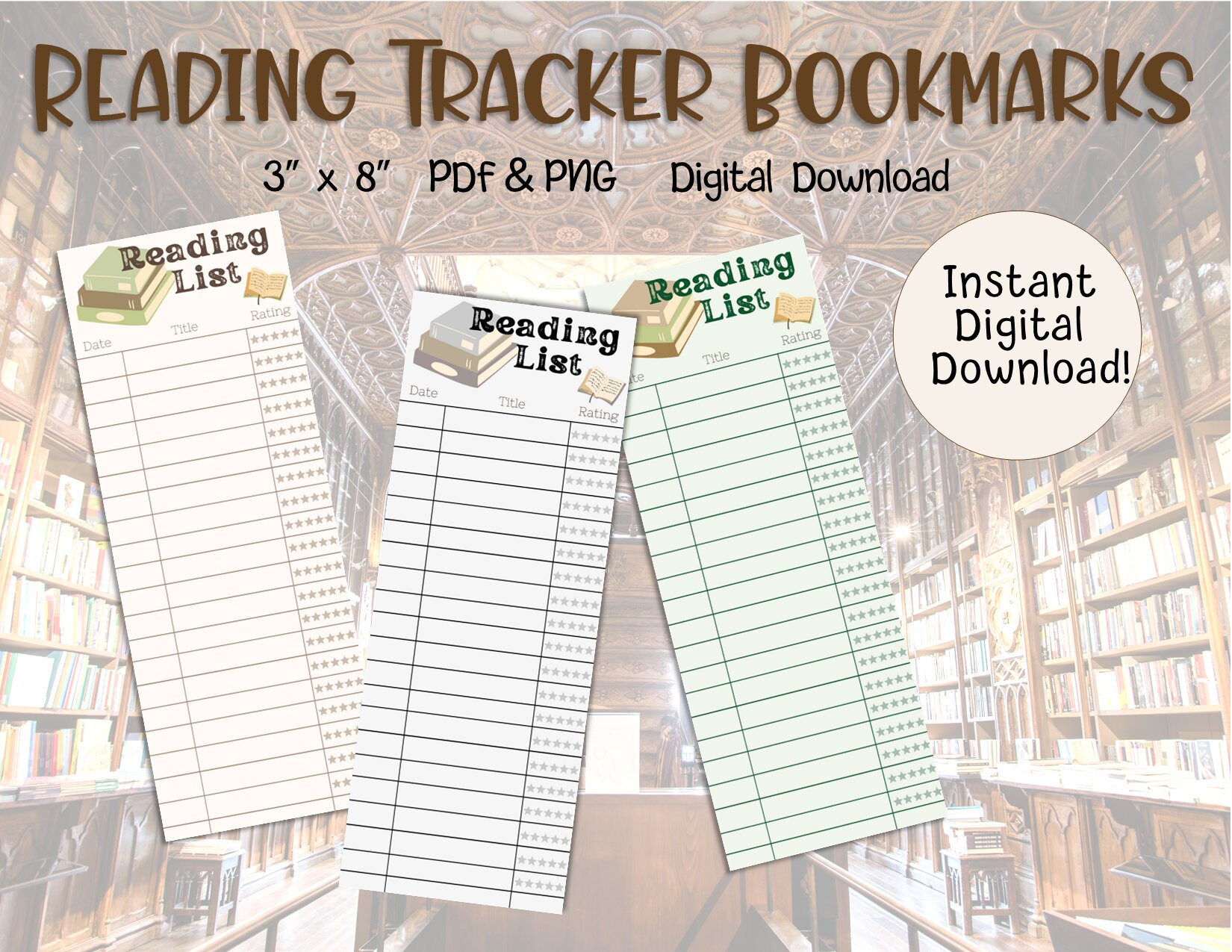 Reading Log Bookmark Library Card Reading Tracker Book Club Bookmark ...