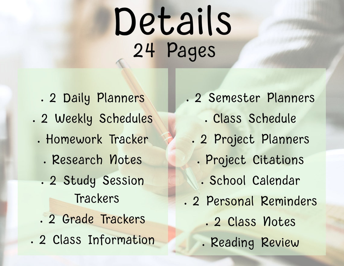 Printable Student Study Planner Sheets Bundle Daily Weekly - Etsy