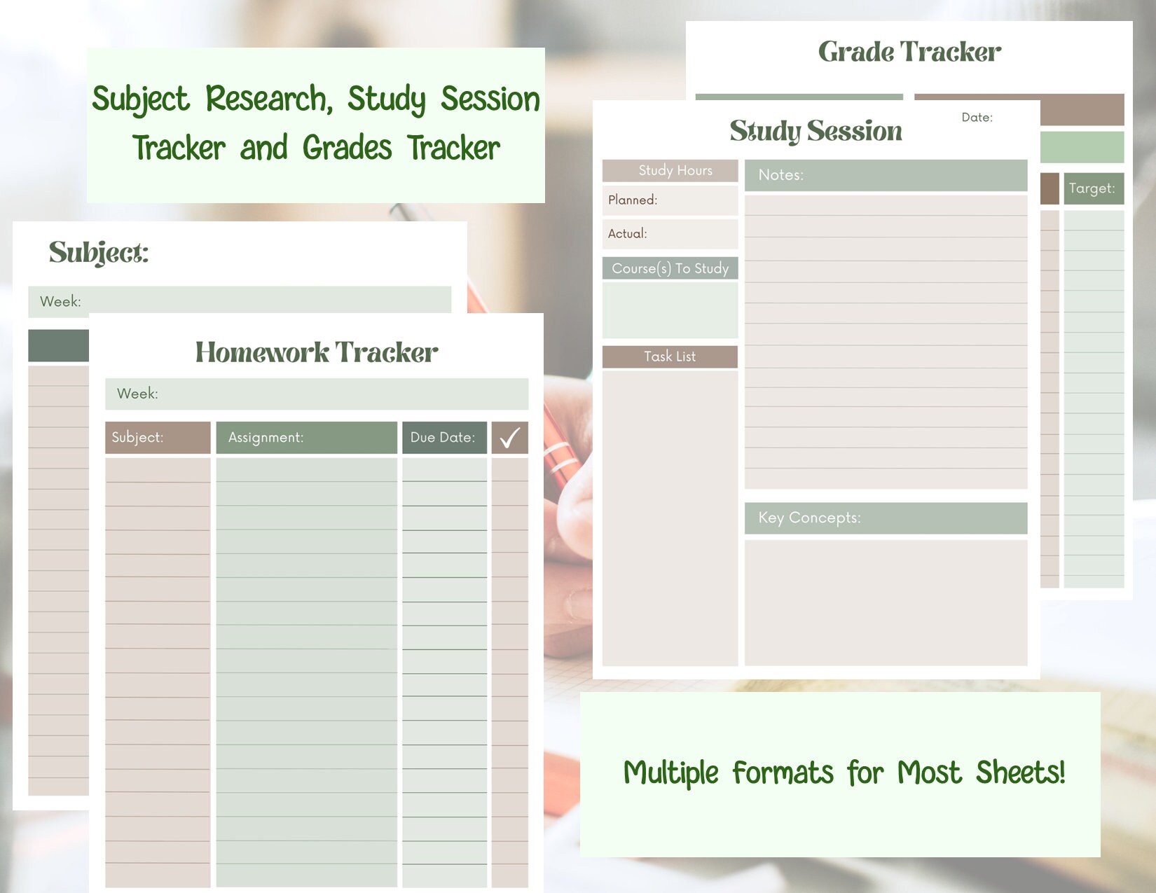 Printable Student Study Planner Sheets Bundle | Daily Weekly Monthly ...