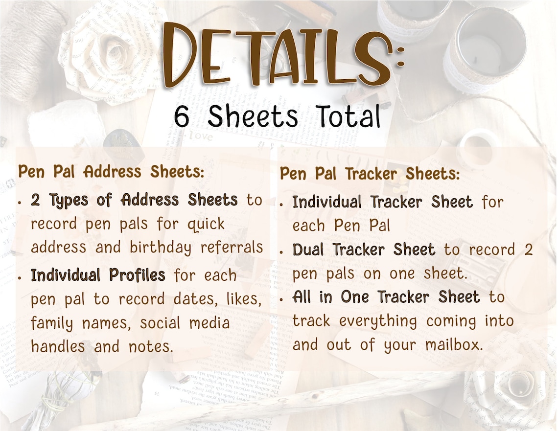 Pen Pal Printable Bundle Tracker Addresses Sheets Bundle Pen Pal ...