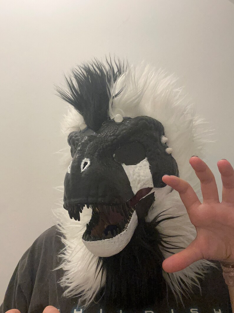 Black and White T-rex Dino Mask - Etsy