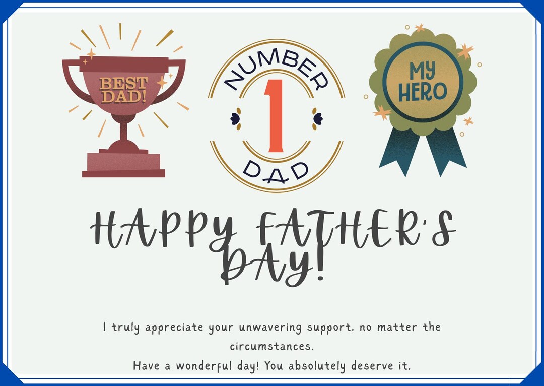 Printable Happy Father's Day Card | Digital Download | Best Dad, Number ...