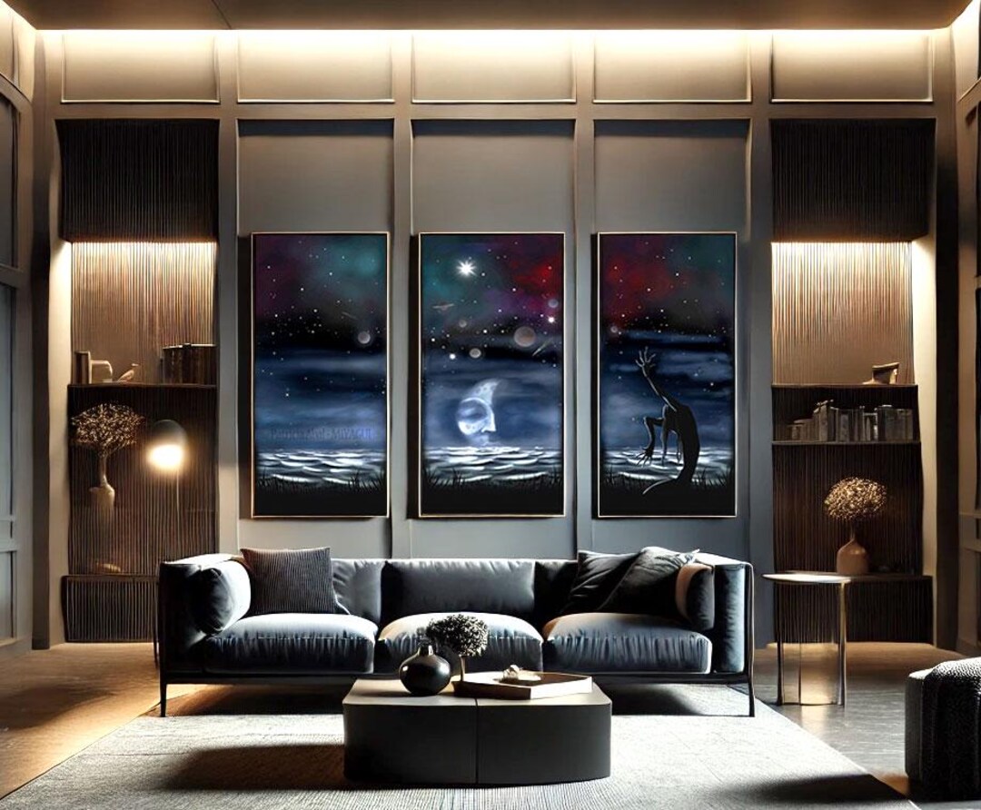 Original Triptych Design WORLDS MAKER. Instant Download. 3 Piece Wall ...