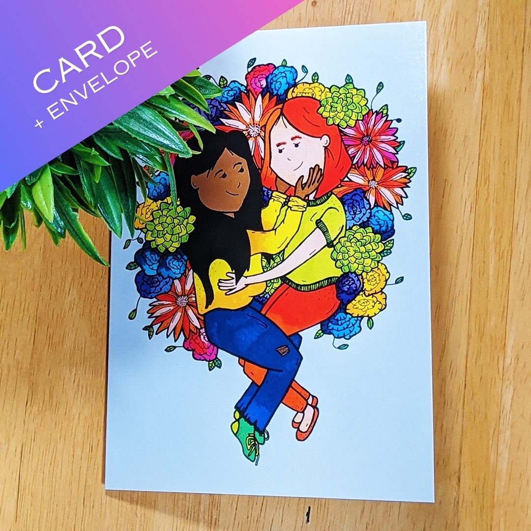 Romantic Lesbian Greeting Card, Cute Card for Lesbian Couples, LGBTQ ...