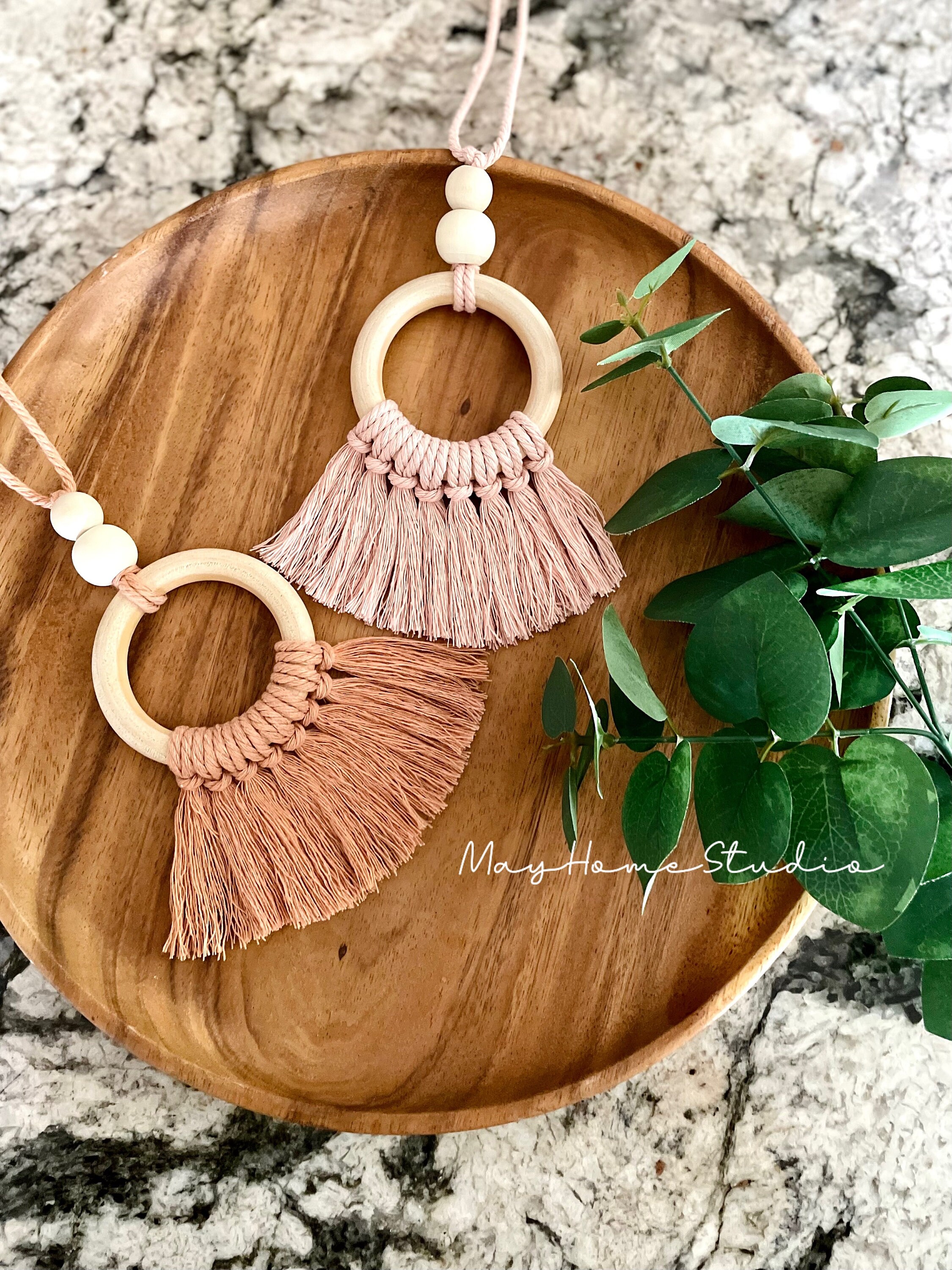 Macrame Car Charm Mini Macrame Wreath Ornament Car Charm - Etsy