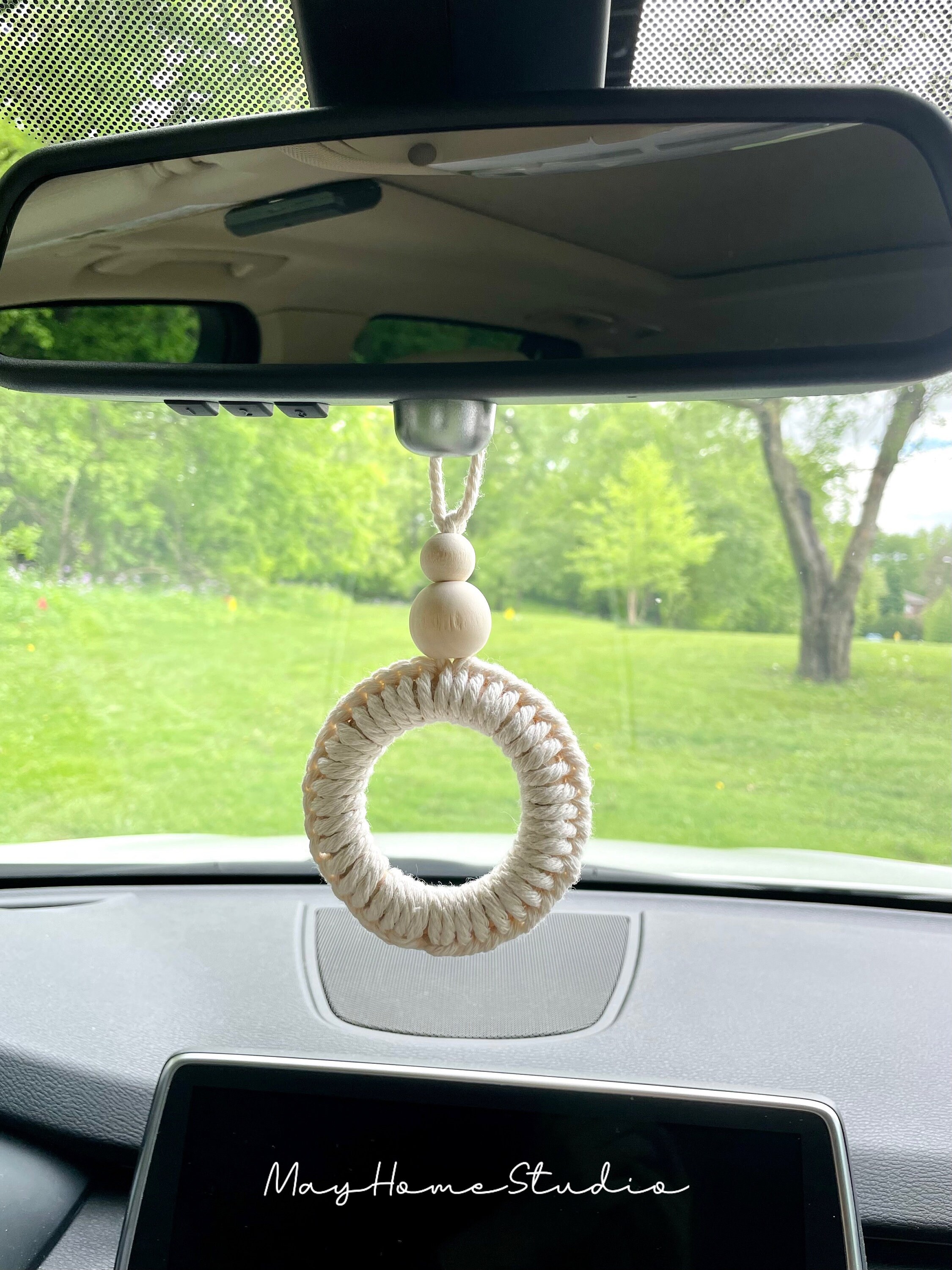 Macrame Car Charm Car Charm Mini Macrame Wreath Ornament - Etsy