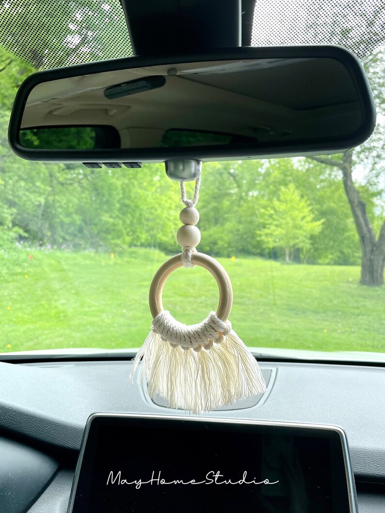 Macrame Car Charm Mini Macrame Wreath Ornament Car Charm - Etsy
