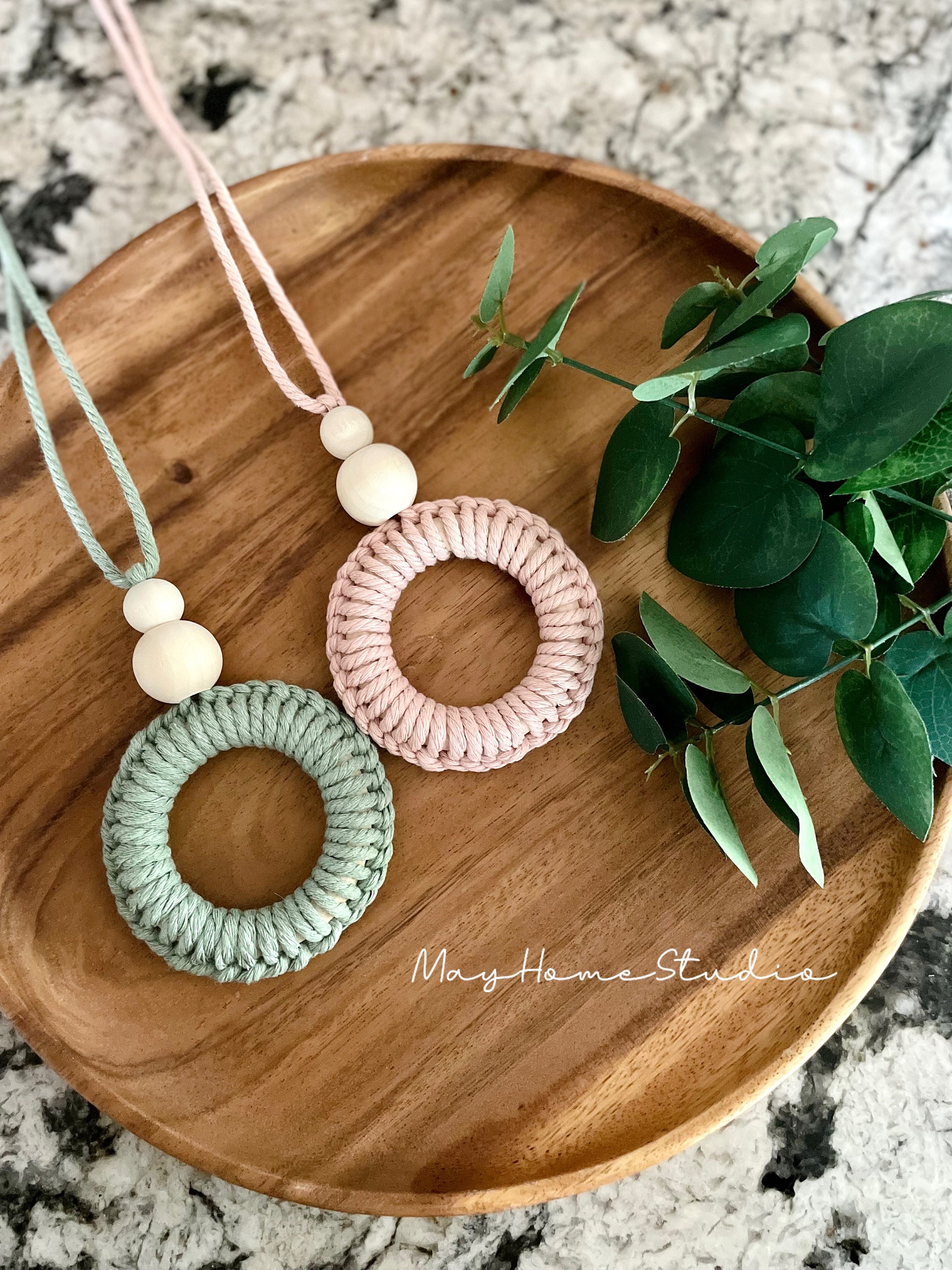 Macrame Car Charm Car Charm Mini Macrame Wreath Ornament - Etsy