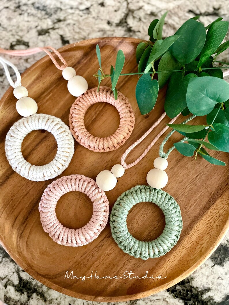 Macrame Car Charm Car Charm Mini Macrame Wreath Ornament - Etsy