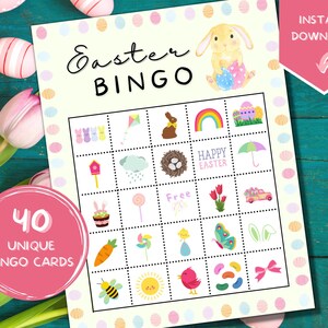 Easter Bingo Printable Easter Game Kids Easter Bingo Bunny Bingo Easter ...