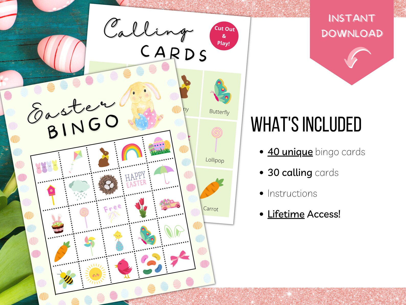 Easter Bingo Printable Easter Game Kids Easter Bingo Bunny Bingo Easter ...