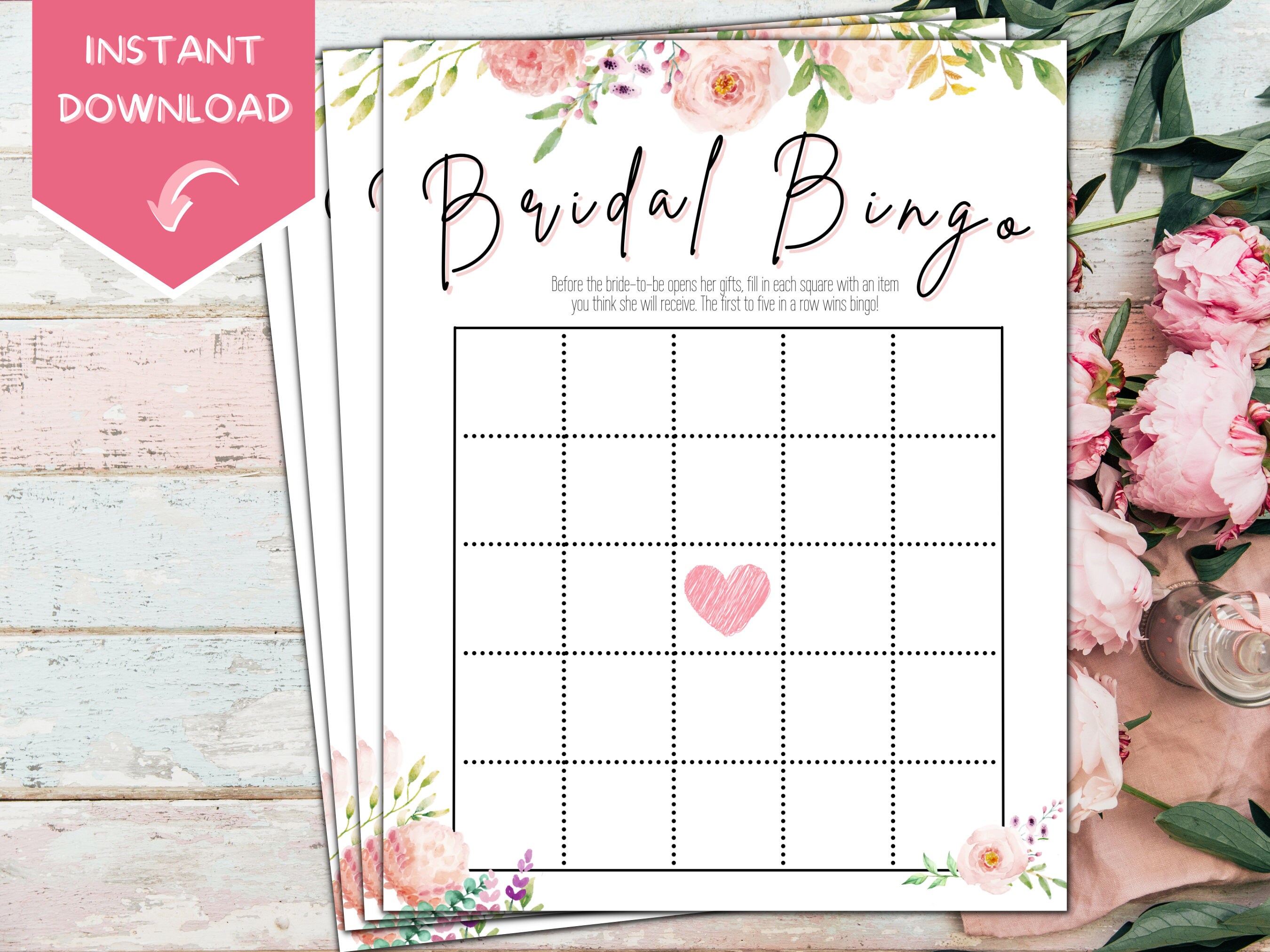 Printable Bridal Bingo Cards Printable Bridal Shower Game Bridal Shower ...