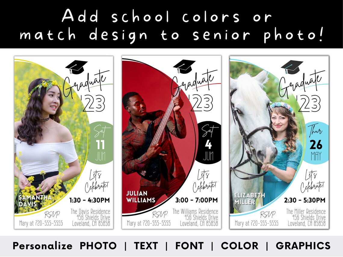 Editable Graduation Invitation Template | Digital Grad Party Invite ...