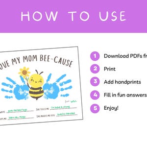 Printable Mother's Day Handprint Craft | Bee-cause Art | Hand Print Art ...