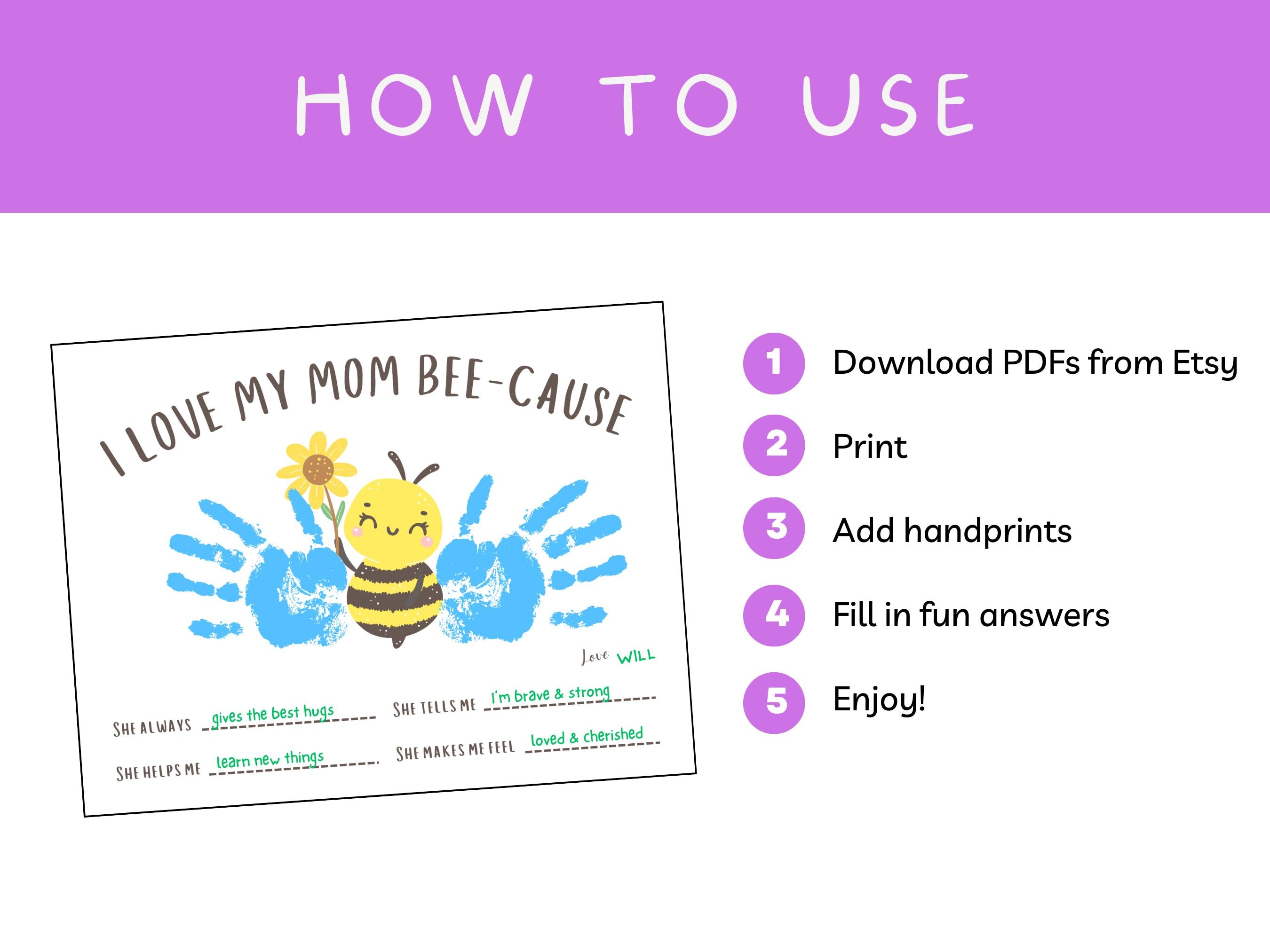 Printable Mother's Day Handprint Craft | Bee-cause Art | Hand Print Art ...