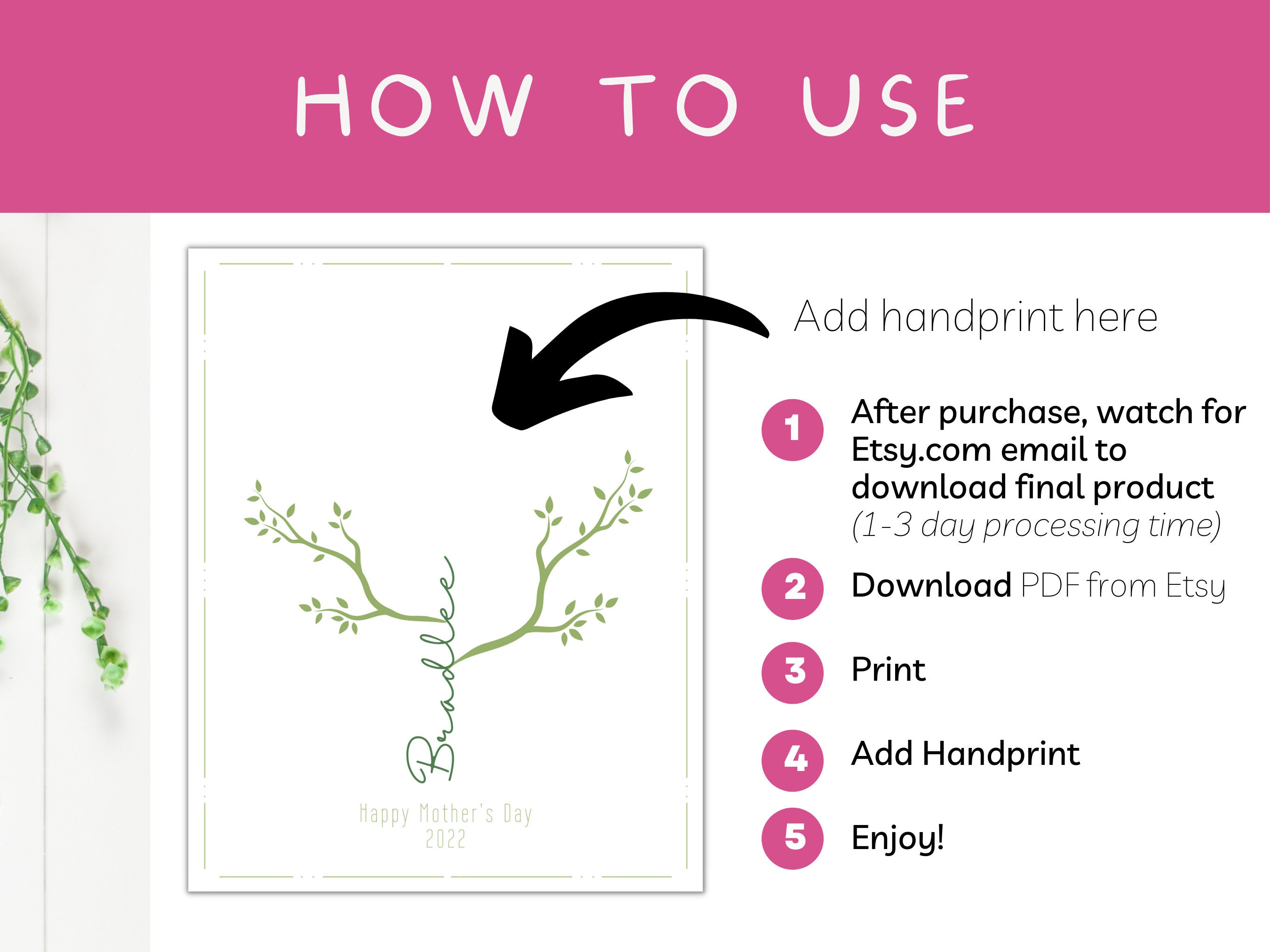 Custom Mother's Day Handprint Craft Tree Handprint Art Mother's Day ...